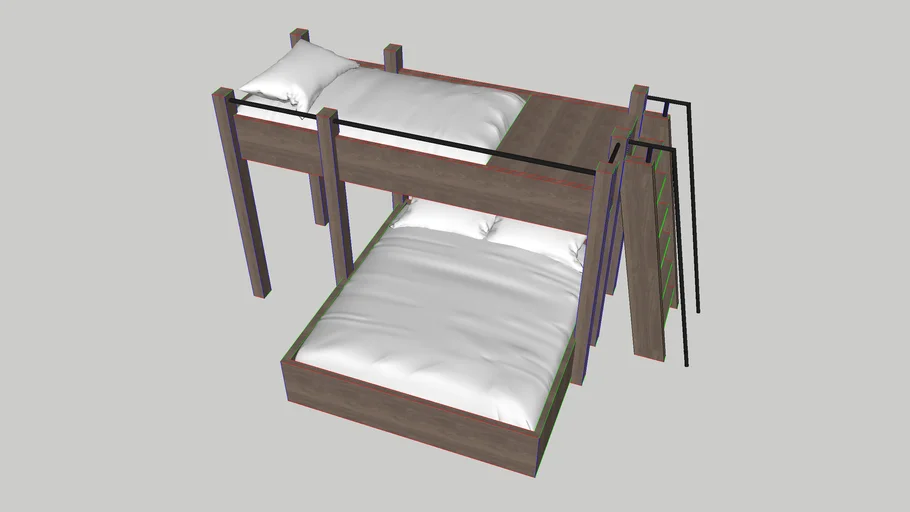 twin over queen bunk bed | 3D Warehouse