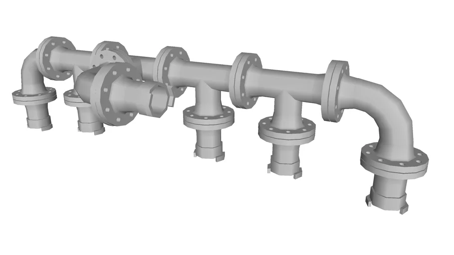Five Branch Flange Connected Huber Manifold - Very Low Poly | 3D Warehouse
