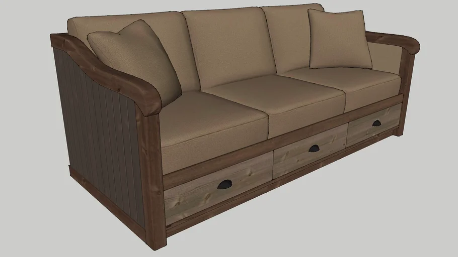Saga Sofa 3 seter Mørk | 3D Warehouse