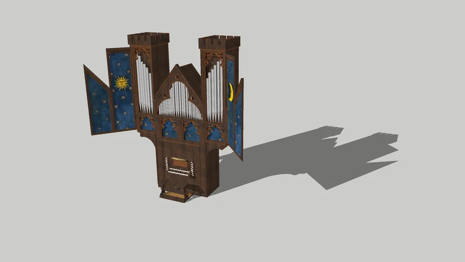 Two Manual Mechanical Action Pipe Organ with Gothic Style Casework | 3D ...