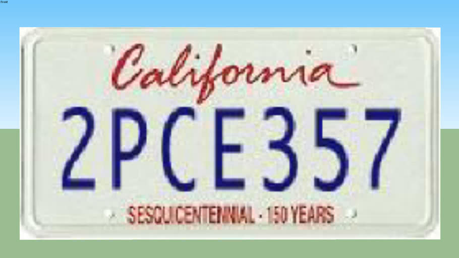 1998 California License plate - 2PCE357 | 3D Warehouse
