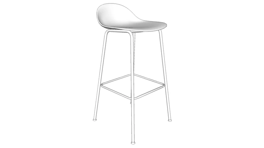 Allermuir Kin Low-Back Plastic Stool, Four Leg Frame (KIN502) | 3D ...
