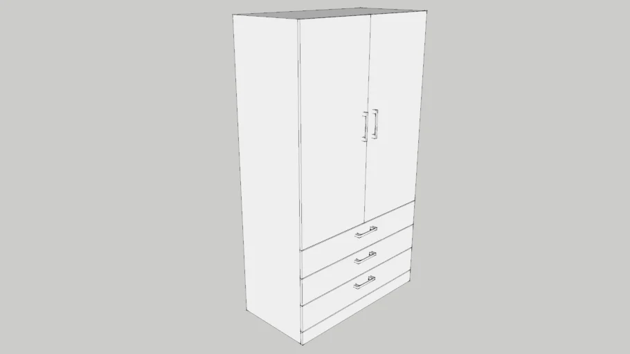 1200 Wardrobe module with 2 shutters, 1 fixed shelf, 3 outer drawers ...