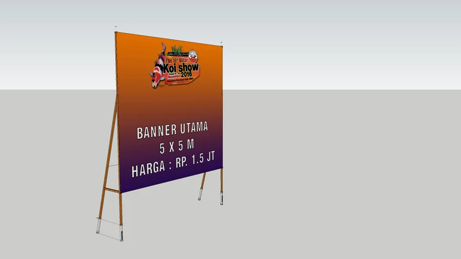 Tempat iklan Banner dari Kayu / wooden holding Banner | 3D Warehouse