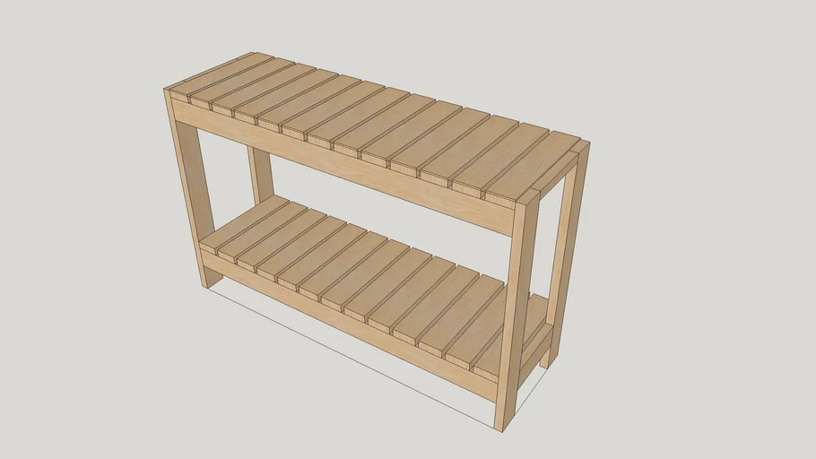 2 Tier Wooden Rack Shoe Rack | 3D Warehouse