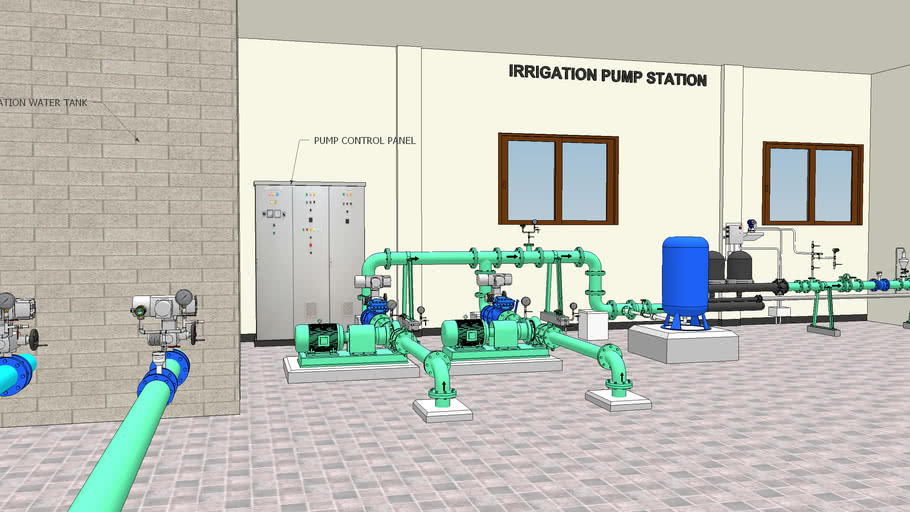 IRRIGATION PUMP STATION SYSTEM WITH FILTRATION SYSTEM | 3D Warehouse