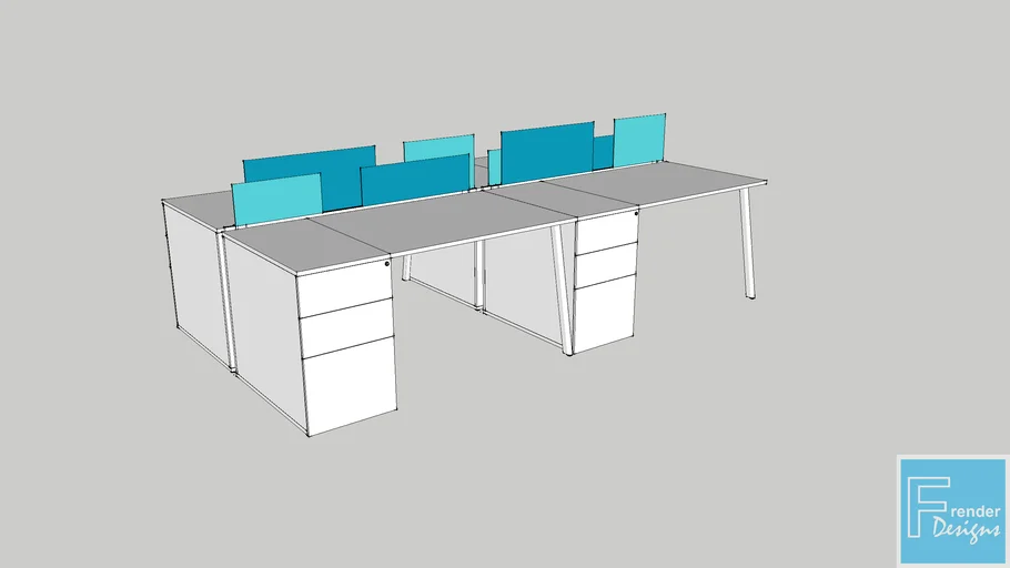 BENCHING WORKSTATIONS-04+uneven panels | 3D Warehouse