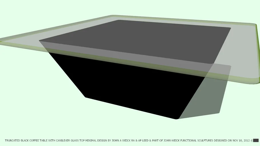 COFFEE TABLE BLACK TRUNCATED PYRAMID 48 GLASS TOP BY JOHN A WEICK RA ...