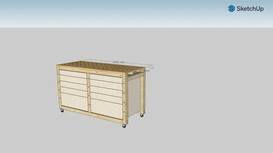 Banco da lavoro con cassettiera - workbench with drawers | 3D Warehouse