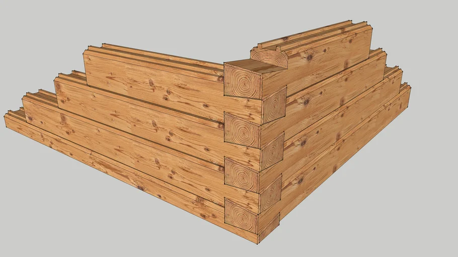Log connection style v2 | 3D Warehouse