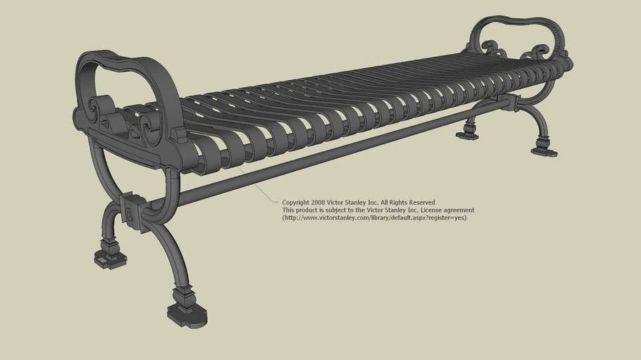 CR-7 Classic 6ft Backless Steel Bench with Castings | 3D Warehouse