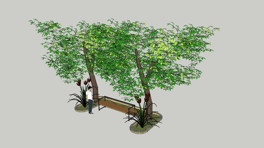 trees with a bench... | 3D Warehouse