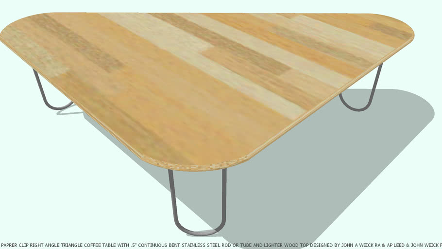 COFFEE TABLE RIGHT ANGLE 2 EQUAL SIDES TRIANGLE TOP BY JOHN A WEICK RA ...