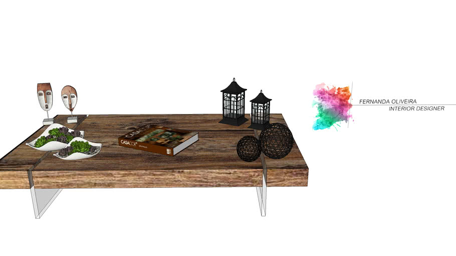 mesa centro madeira rustica retangular | 3D Warehouse