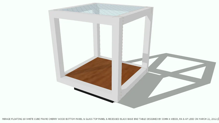 TABLE WHITE MIRAGE FLOATING END TABLE BY JOHN A WEICK RA & AP LEED | 3D ...