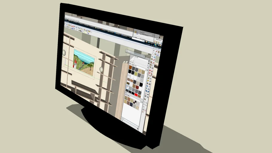 Computer Monitor Large on Oval Stand Hanns G | 3D Warehouse