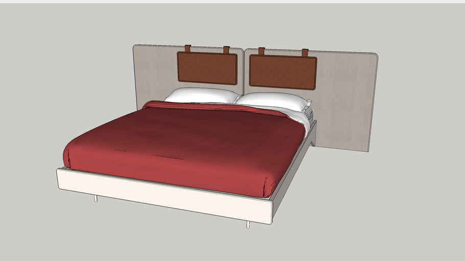 Cama cabeceira estofada 1600 - almofadas couro - P - HAIA | 3D Warehouse