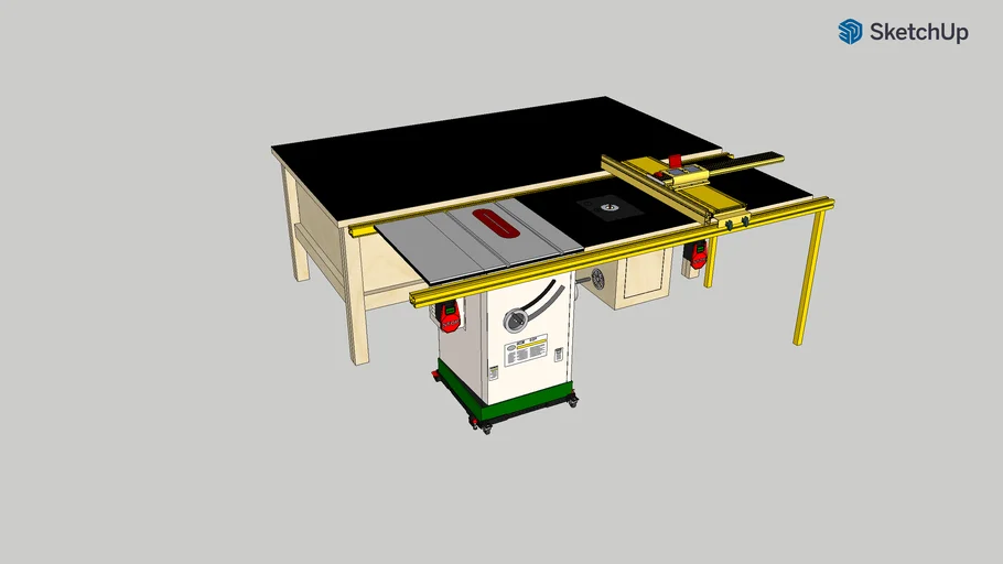Grizzly Table Saw, Incra TsLs 90 and outfeed table | 3D Warehouse