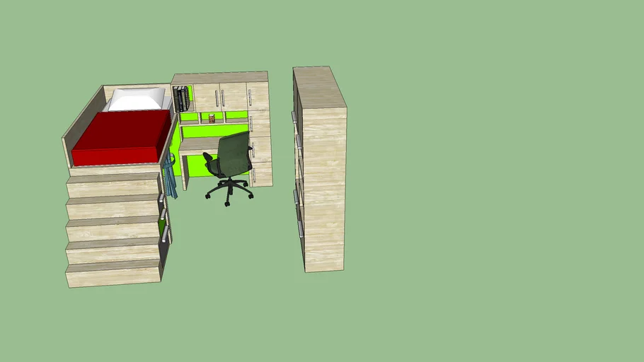 quarto solteiro com escritorio | 3D Warehouse