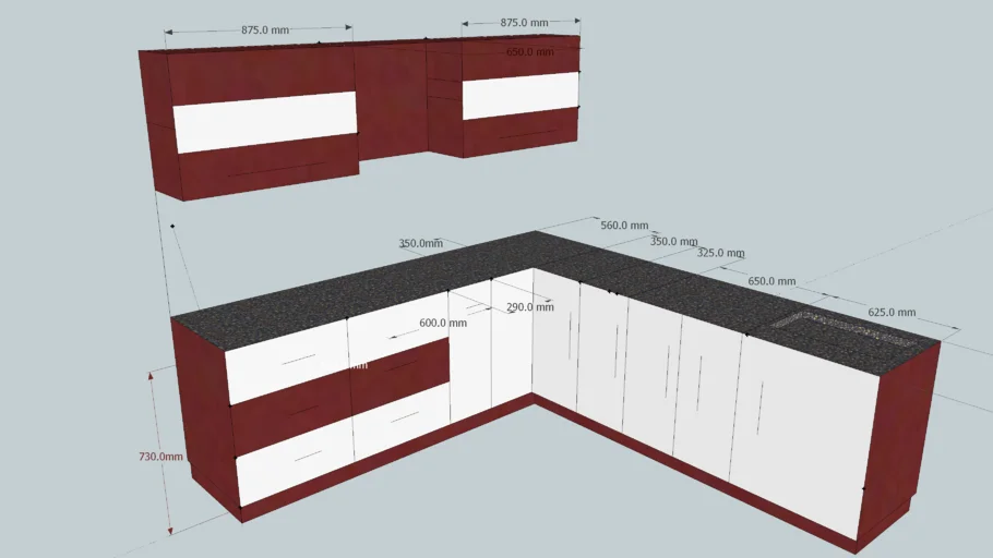 Modular Kitchen L Shape design | 3D Warehouse