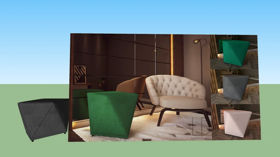 Puff Hex - konkret | 3D Warehouse