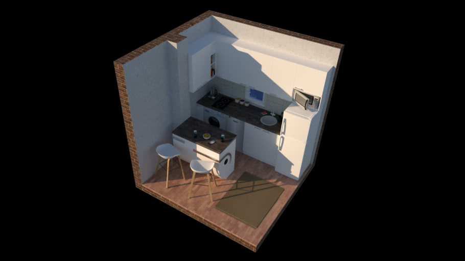 Kitchen with mini bar PKB02. | 3D Warehouse