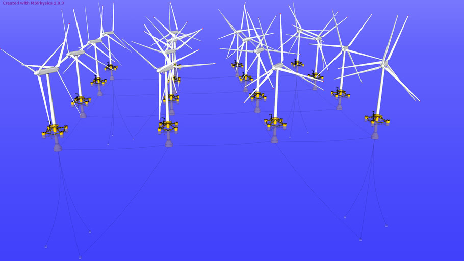 Offshore wind farm counter rotating dual rotor turbines | 3D Warehouse