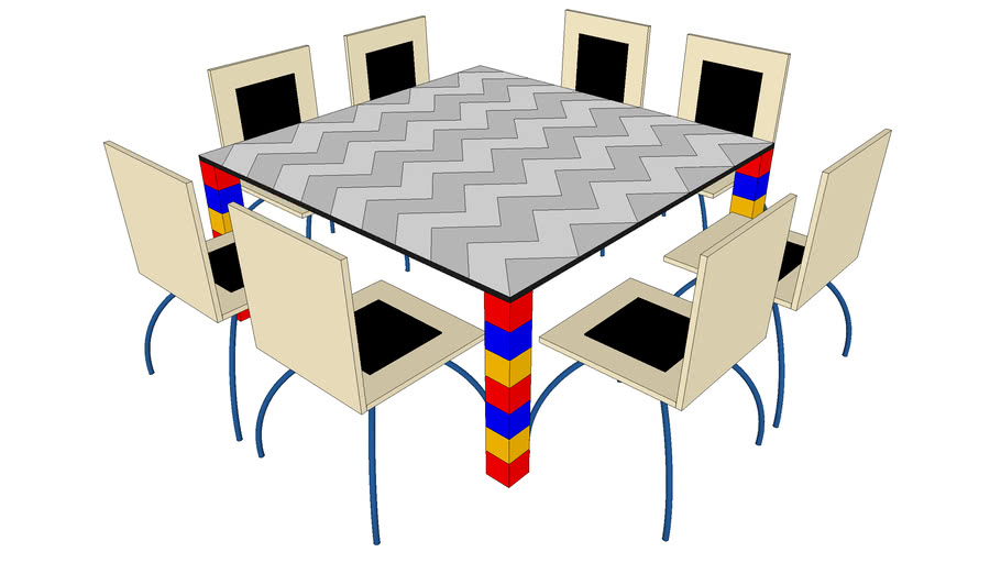 Table With Chairs - 1980s Memphis Design | 3D Warehouse