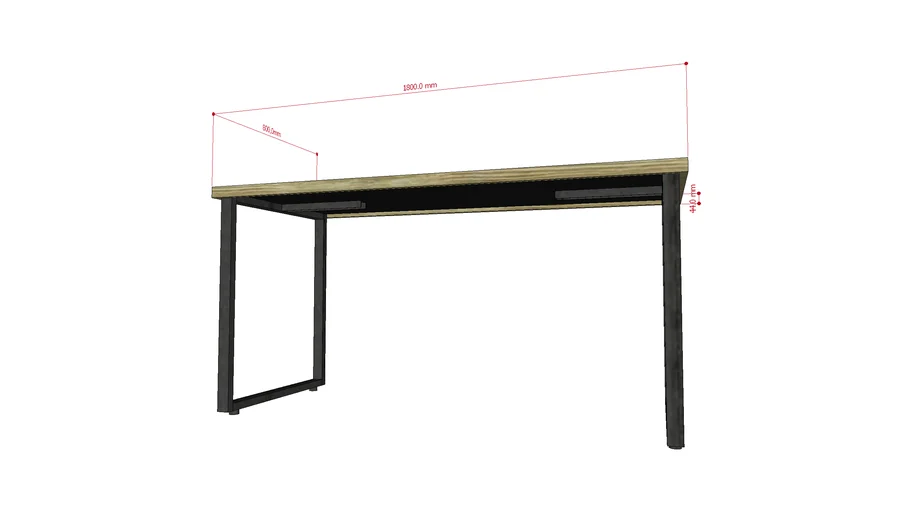 table ht 90 dim 180 x 80 cm pieds metal | 3D Warehouse