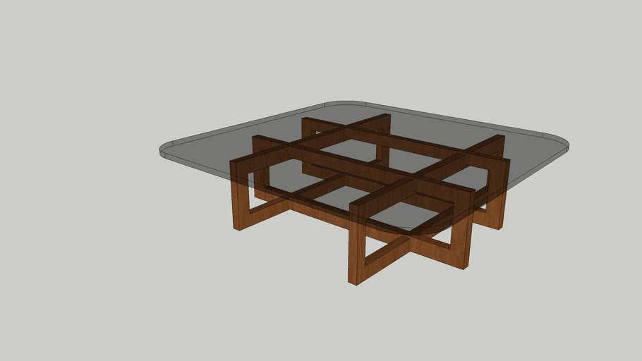 Center Table - Glass over wood base | 3D Warehouse