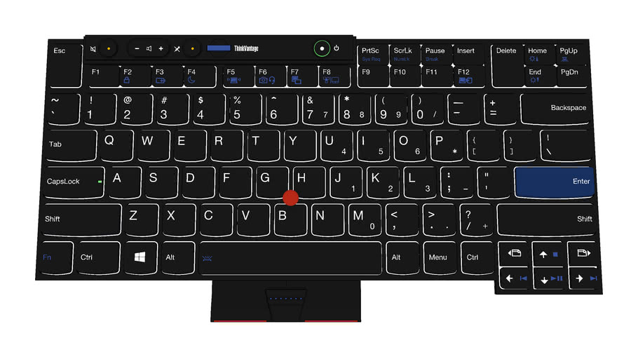 ThinkPad T420-T430 Hybrid Keyboard (Backlit, US) | 3D Warehouse