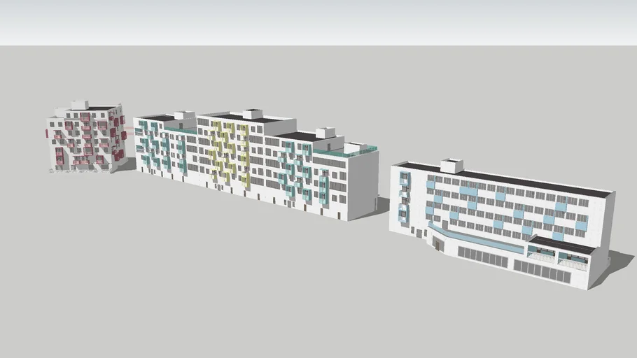 mid-rise residential buildings with public spaces | 3D Warehouse
