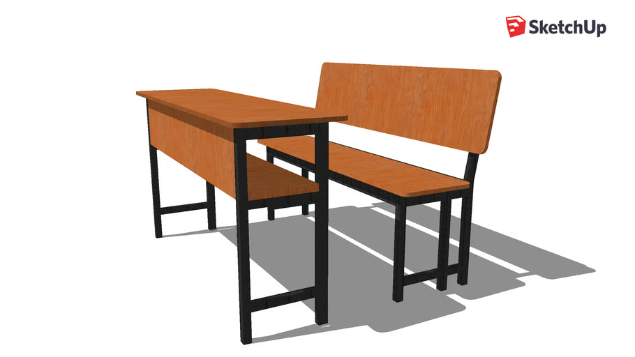 School Bench Wood & Steel | 3D Warehouse