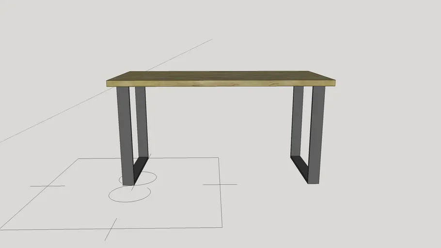 Scrivania in legno antico e ferro | 3D Warehouse