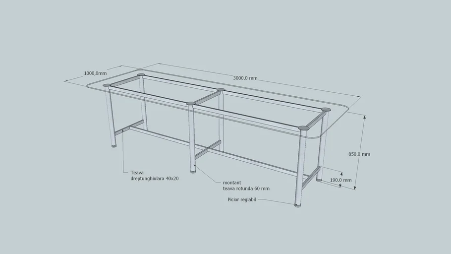 Steel and glass table | 3D Warehouse