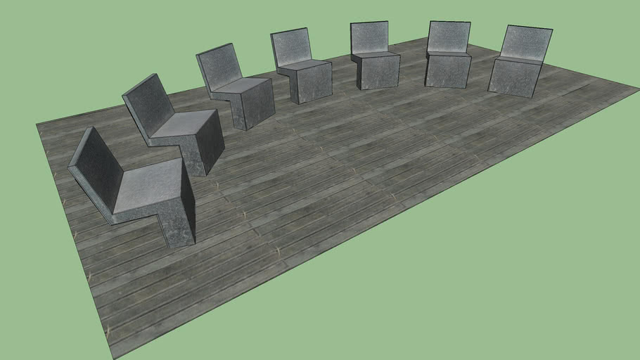 Artificial stone seats, on wooden floor | 3D Warehouse