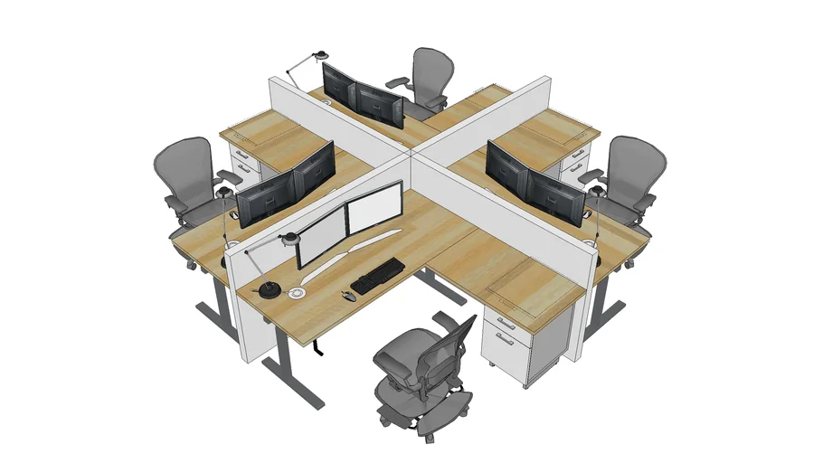 Workstation 4 Block | 3D Warehouse