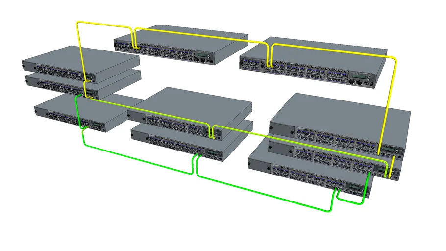 Ethernet Ring Topology Using Juniper EX4300 & 4550 switches | 3D Warehouse