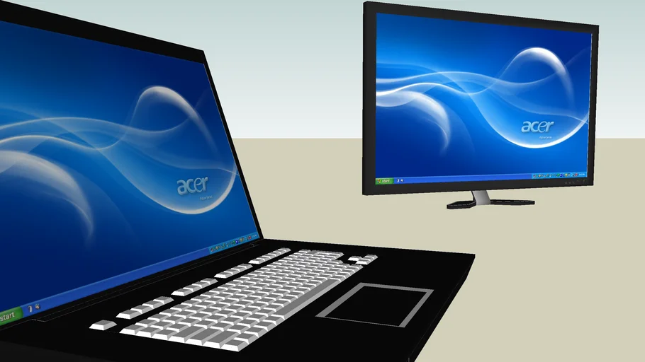 laptop monitor combo | 3D Warehouse