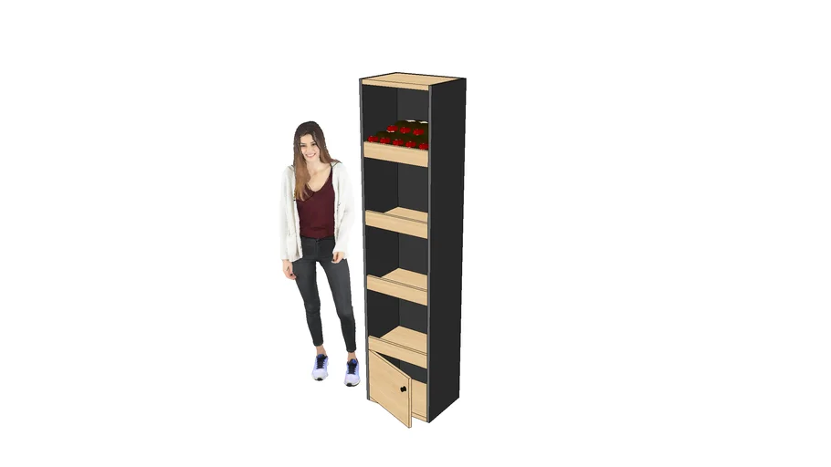 Armoire Présentoir 4 Casiers Porte Basse 2 Tons | 3D Warehouse