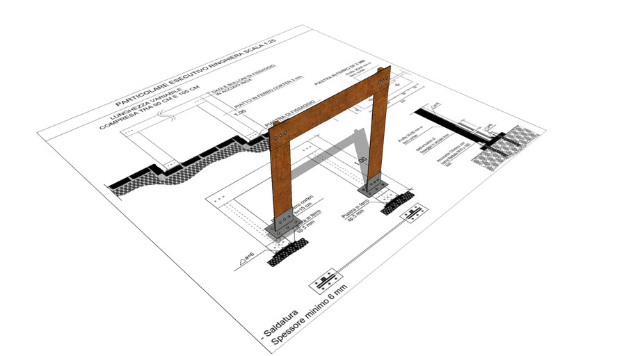 CORTEN METAL BALUSTRADE FOR STAIRCASE | 3D Warehouse