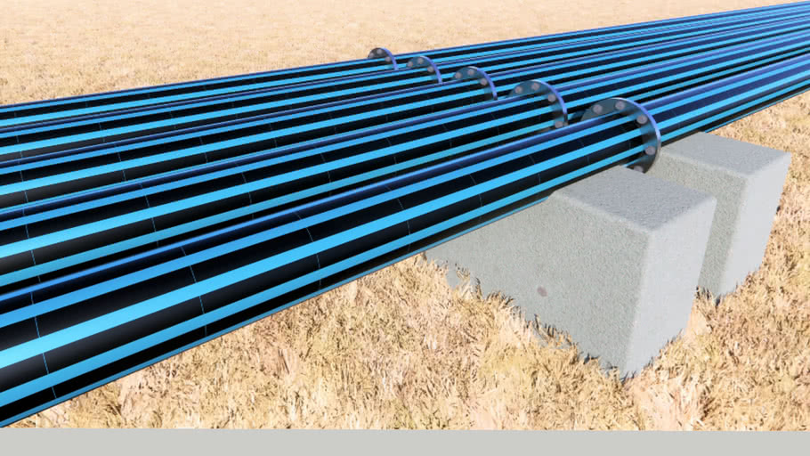 HIGH PRESSURE WATER PIPELINE ON CONCRETE RISER RACKS | 3D Warehouse