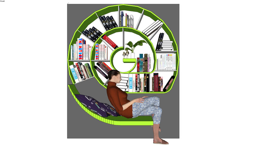 BOOK SHELF+BOOKS+COLOURFUL+STORAGE+MAN+ 3D+MODERN+CURVE+CIRCULAR+GREEN ...