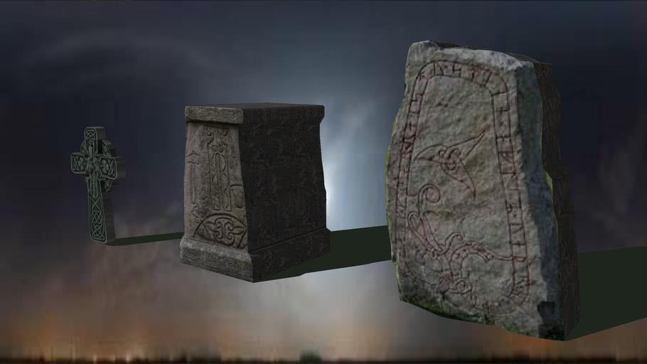 Celtic tombs and stone cross | 3D Warehouse