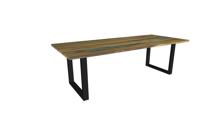 Table WILD en orme et epoxy - pieds U 8x4 | 3D Warehouse