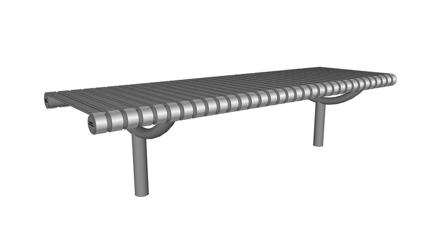 Marshalls Ollerton M3 Straight Bench in Stainless Steel | 3D Warehouse