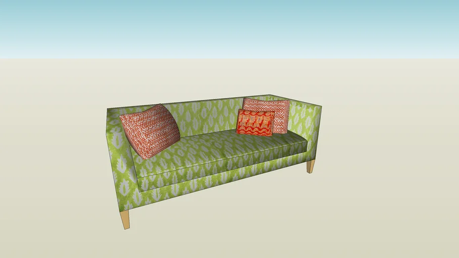 Contemporary sofa - straight back and arms - tapered legs | 3D Warehouse