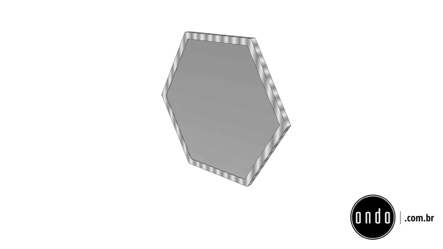 Espelho Hexagonal . 80cm . Prata | 3D Warehouse