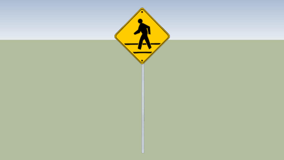 Crosswalk sign on metal pole | 3D Warehouse
