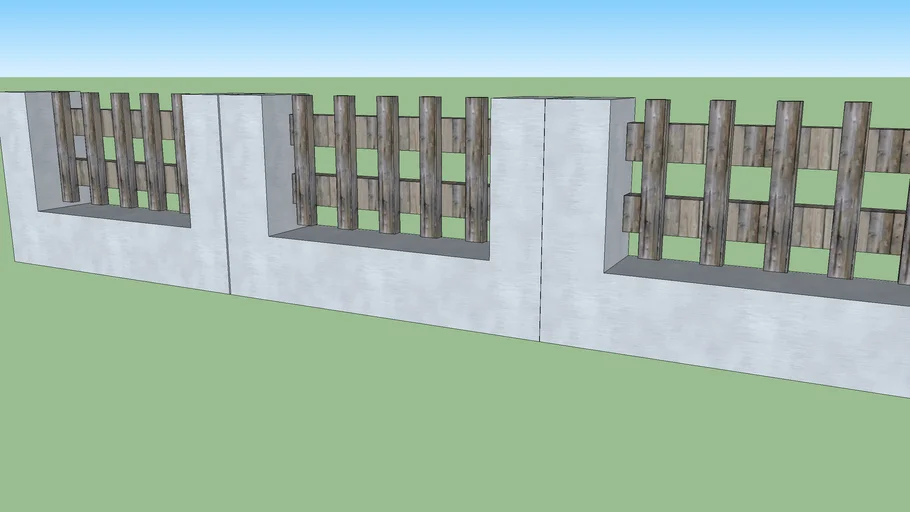Verja de cemento con madera | 3D Warehouse